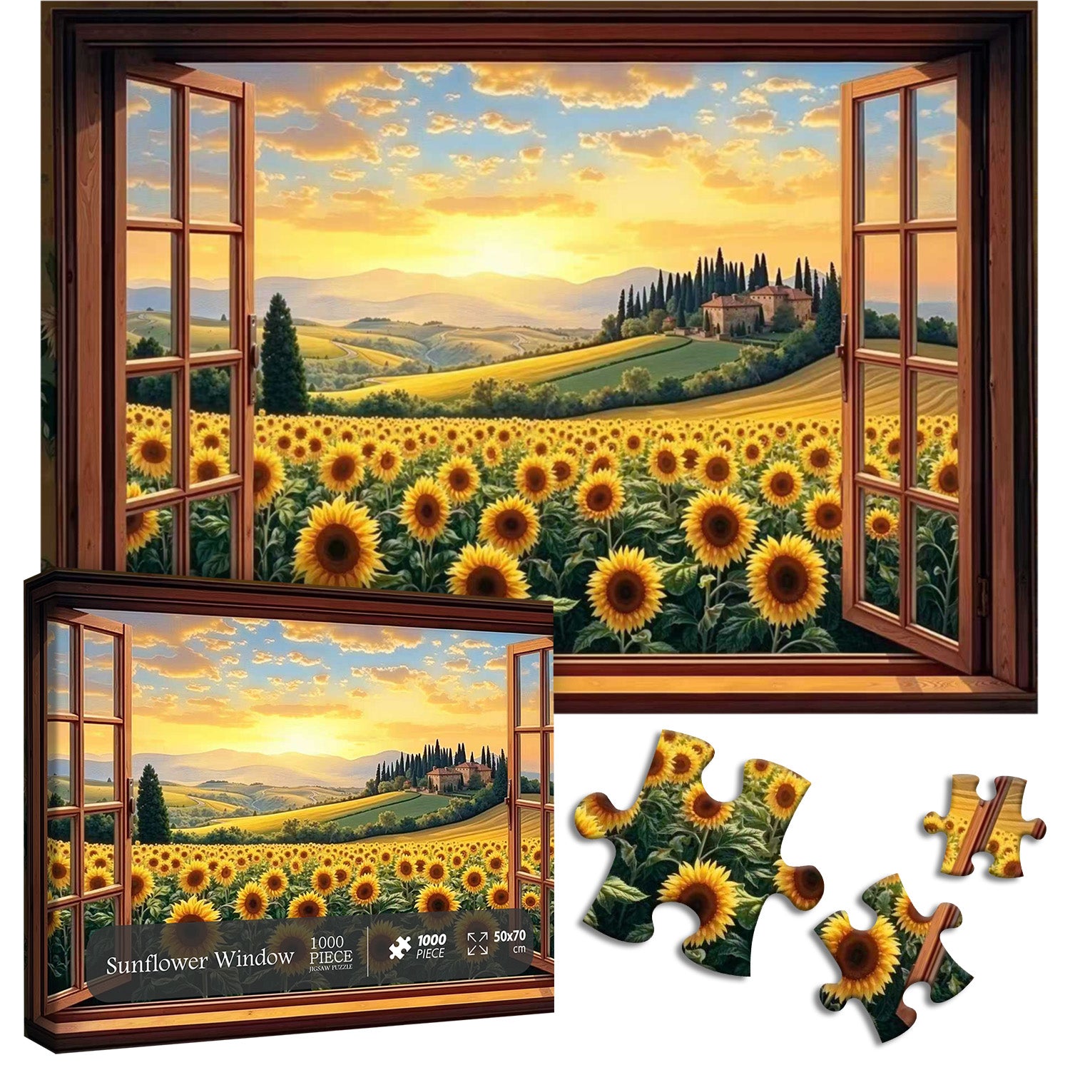 Sunflower Window Jigsaw Puzzle 1000 Pieces – Pickforu Puzzle